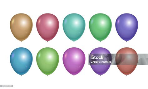 디자인 헬륨 풍선 장식에 대한 현실적인 풍선의 벡터 컬렉션 3차원 형태에 대한 스톡 벡터 아트 및 기타 이미지 3차원 형태 공휴일 구 Istock