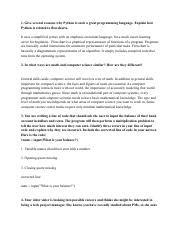 Unit 5 Critical Thinking Pdf 1 Give Several Reasons Why Python Is