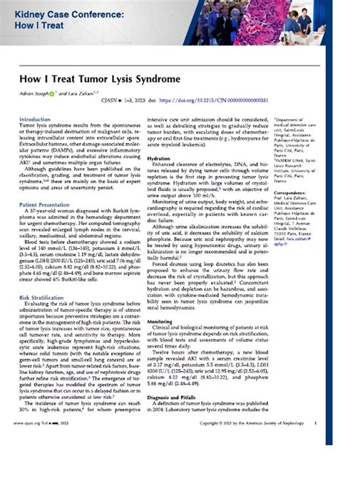 How I Treat Tumor Lysis Syndrome Questions 100 Verified Correct Answers With Complete