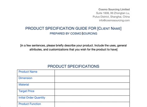 How To Make A Product Specification Sheet For Your FBA Product Step By Step Guide Cosmo