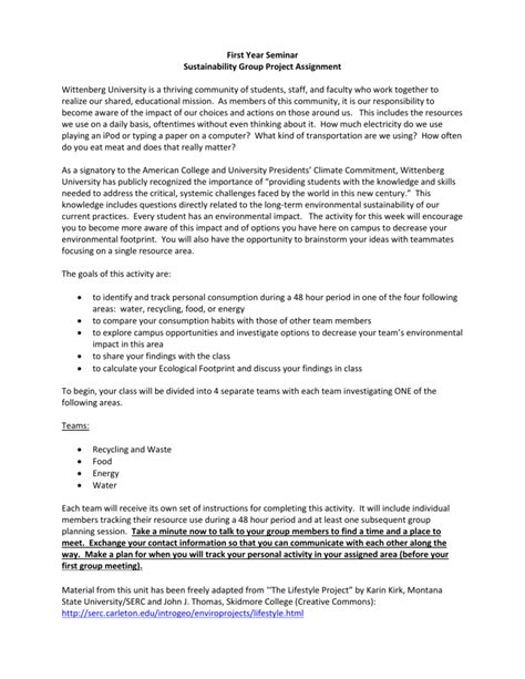 Sustainability Project Assignment Presentations On April 21