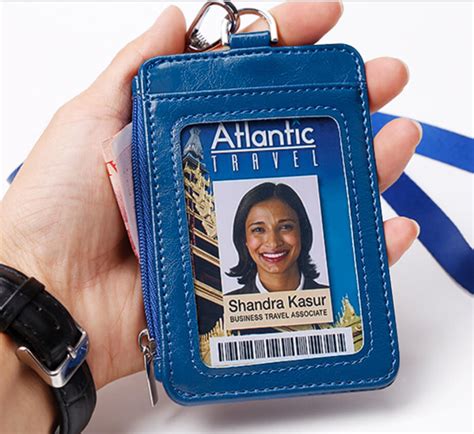 Premium Wallet Pu Leather Id Card Holder Id Badge Holder With Zipper