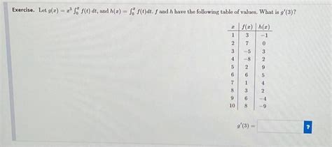 Solved Exercise Let g x ³ f f t dt and h x f Chegg com