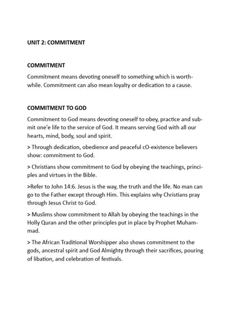 Commitment 1 Pdf God Jesus