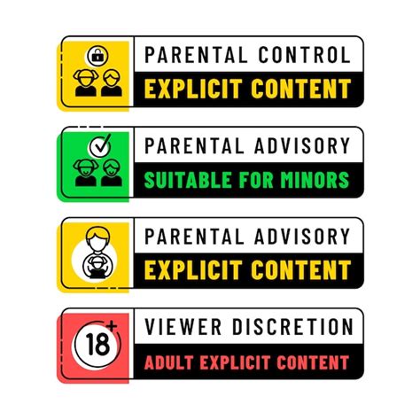 Premium Vector Parental Control And Explicit Content Labels Set