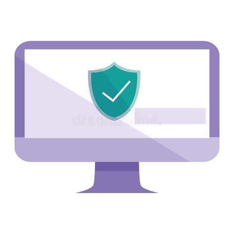 Computer Desktop With Shield Stock Vector Illustration Of Office