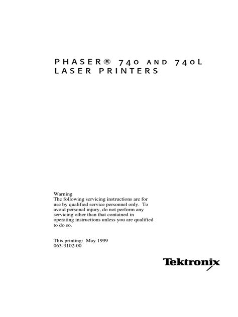 Phaser 740 Parts Service Pdf Printer Computing Electronic
