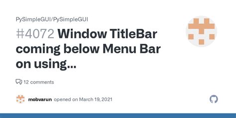 Window TitleBar Coming Below Menu Bar On Using Use Custom Titlebar True