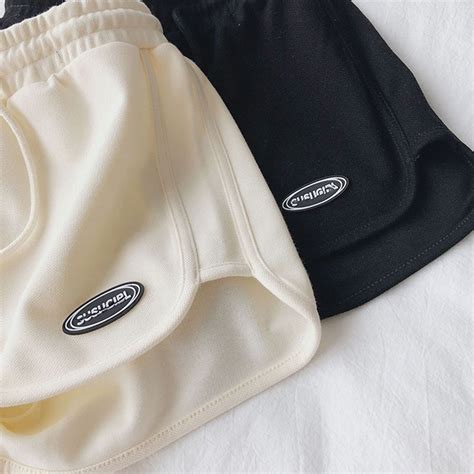 Badu Bg Модни плътни дамски еластични къси панталони с висока талия Свободни универсални