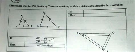 directions use the sss similarity theorem in writing an if then