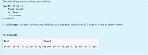 Solved The Following Struct Type Has Been Defined Typedef
