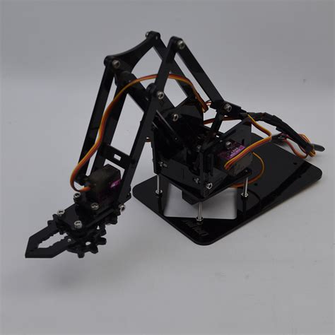 Uruav Diy 4dof Smart Acrylic Rc Robot Arm Assembled Arm Educational Kit For Arduino Blackwhite