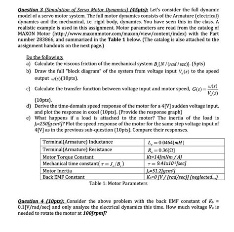 Solved Question Simulation Of Servo Motor Dynamics Chegg