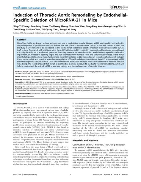 Pdf Induction Of Thoracic Aortic Remodeling By Endothelial Specific