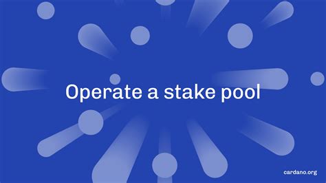 operate a stake pool cardano