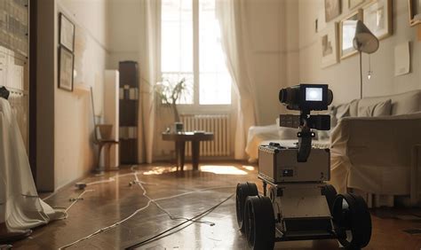 Cinematic Documentary Photography Of An Arduino Robot In Environment