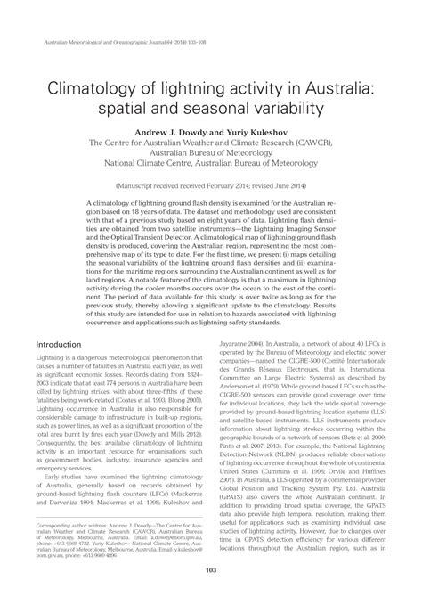 Pdf Lightning Climatology Of Australia Temporal And Spatial Variability