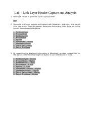 Lab Docx Lab Link Layer Header Capture And Analysis What Can You Do To Generate A Link