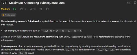 Solving Maximum Alternating Sum Problem Using Recursion And Memoization