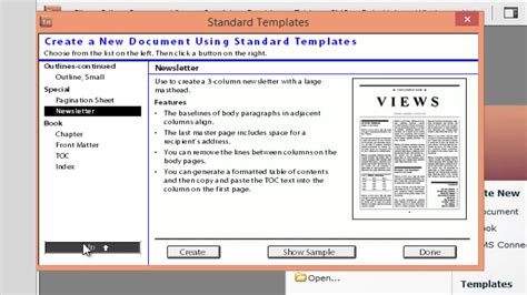 Creating Adobe Framemaker Document Using Pre Defined Template 5 Youtube