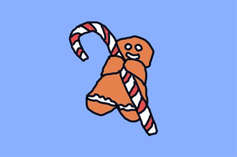 Gingerbread Man Hugging Candy Cane Graphic By Retro Clipart By Jay