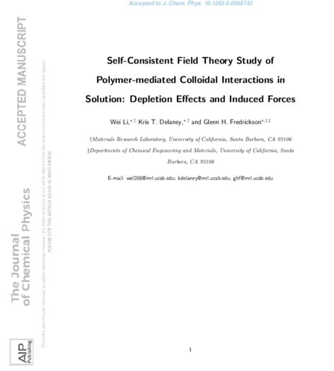 Pdf Polymerparticle Mixtures Depletion And Packing Effects Orlando Guzman