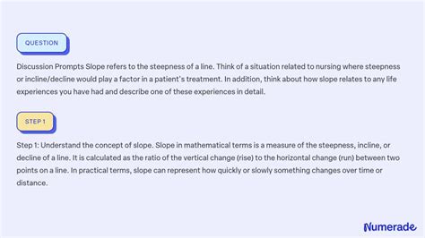 Solved Discussion Prompts Slope Refers To The Steepness Of A Line