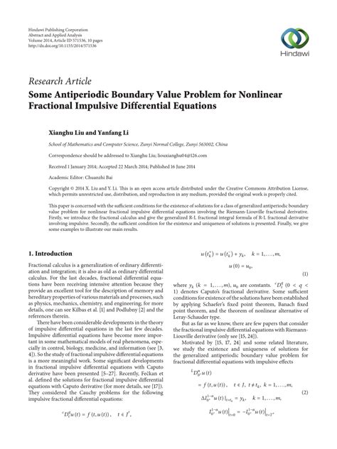 Pdf Some Antiperiodic Boundary Value Problem For Nonlinear Fractional Impulsive Differential