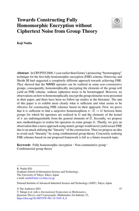 Pdf Towards Constructing Fully Homomorphic Encryption Without