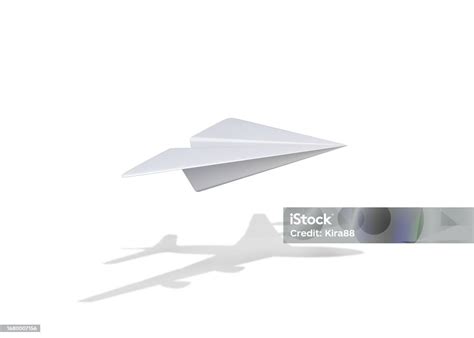실제 항공 비행기의 그림자를 드리우는 3d 백서 비행기 비행기 리더십과 성공을 렌더링합니다 다양성 독창성 및 개성 차이 동기 부여 및 성장 3차원 형태에 대한 스톡 사진 및
