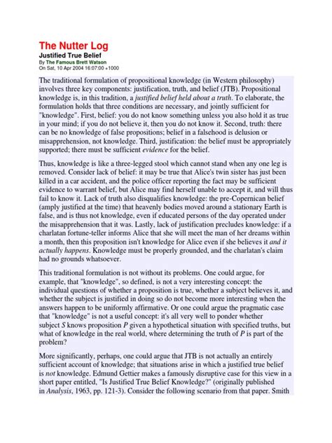 The Gettier Problem Pdf Epistemology Theory Of Justification