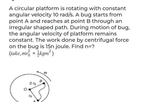 a circular platform is rotating with constant angular velocity 10 mathrm