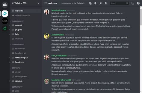 a discord clone made with tailwindcss and react js