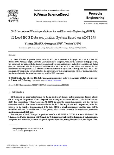 Pdf 2 Lead Ecg Data Acquisition System Based On Ads1298