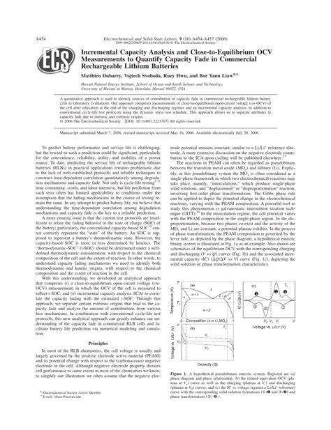Pdf Incremental Capacity Analysis And Close To Equilibrium Ocv