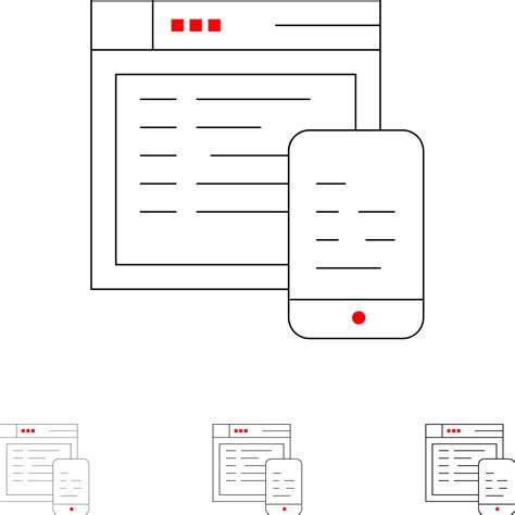 Responsive Design Website Mobile Bold And Thin Black Line Icon Set 17966550 Vector Art At Vecteezy