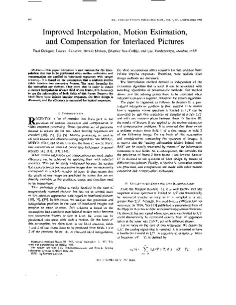 pdf improved interpolation motion estimation and compensation for