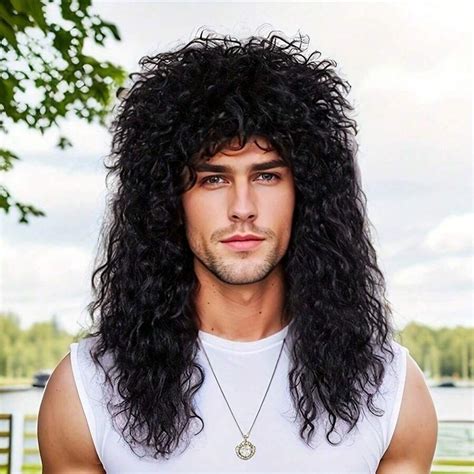 Costume Wig 70s 80s Wigs Halloween Costumes Male Rock Wig Long Curly