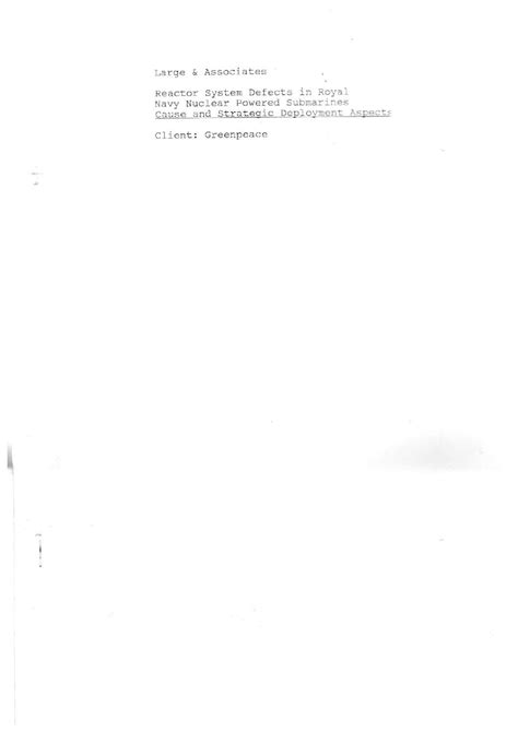 Greenpeace Large And Associates Reactor System Defects In Royal Navy Nuclear Powered