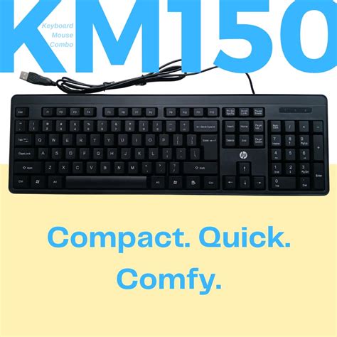 Hp Km150 Full Size Wired Keyboard And Mouse Combo 3yrs Wty