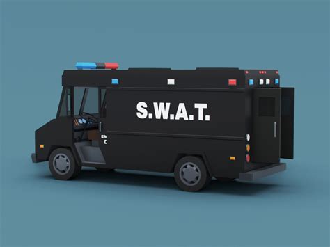 3d Stylized Step Van Police Swat Low Poly Turbosquid 1939156