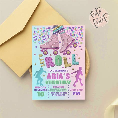 Roller Skate Invitation Roller Skate Party Roller Skate Bi Inspire