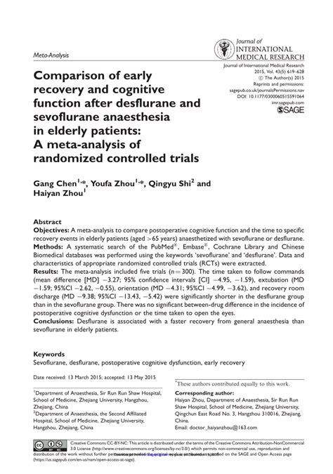 Pdf Comparison Of Early Recovery And Cognitive Function After Desflurane And Sevoflurane