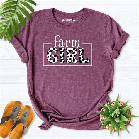 Farm Girl Shirts Cow Print Farm Shirts Girl Farming Shirt Custom
