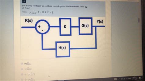 Solved 4 For A Unity Feedback Closed Loop Control System