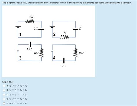 Solved The Diagram Shows 4 Rc Circuits Identified By A