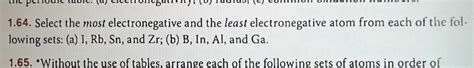 Solved 1 64 ﻿select The Most Electronegative And The Least