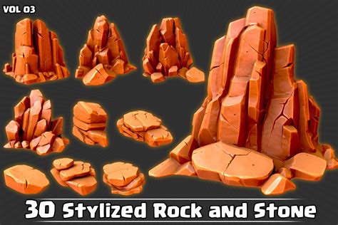 30 Stylized Rock And Stone Vol03 3d Props Unity Asset Store