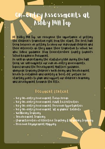 On Entry Assessment Document Teaching Resources