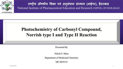 Photochemistry Of Carbonyl Compound Norrish Type I And Type Ii Reaction Pptx